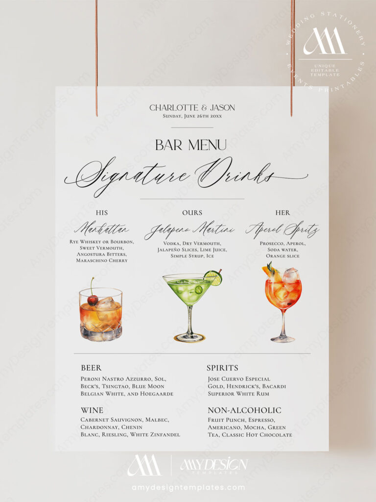 Signature Drinks - Amy Design Templates