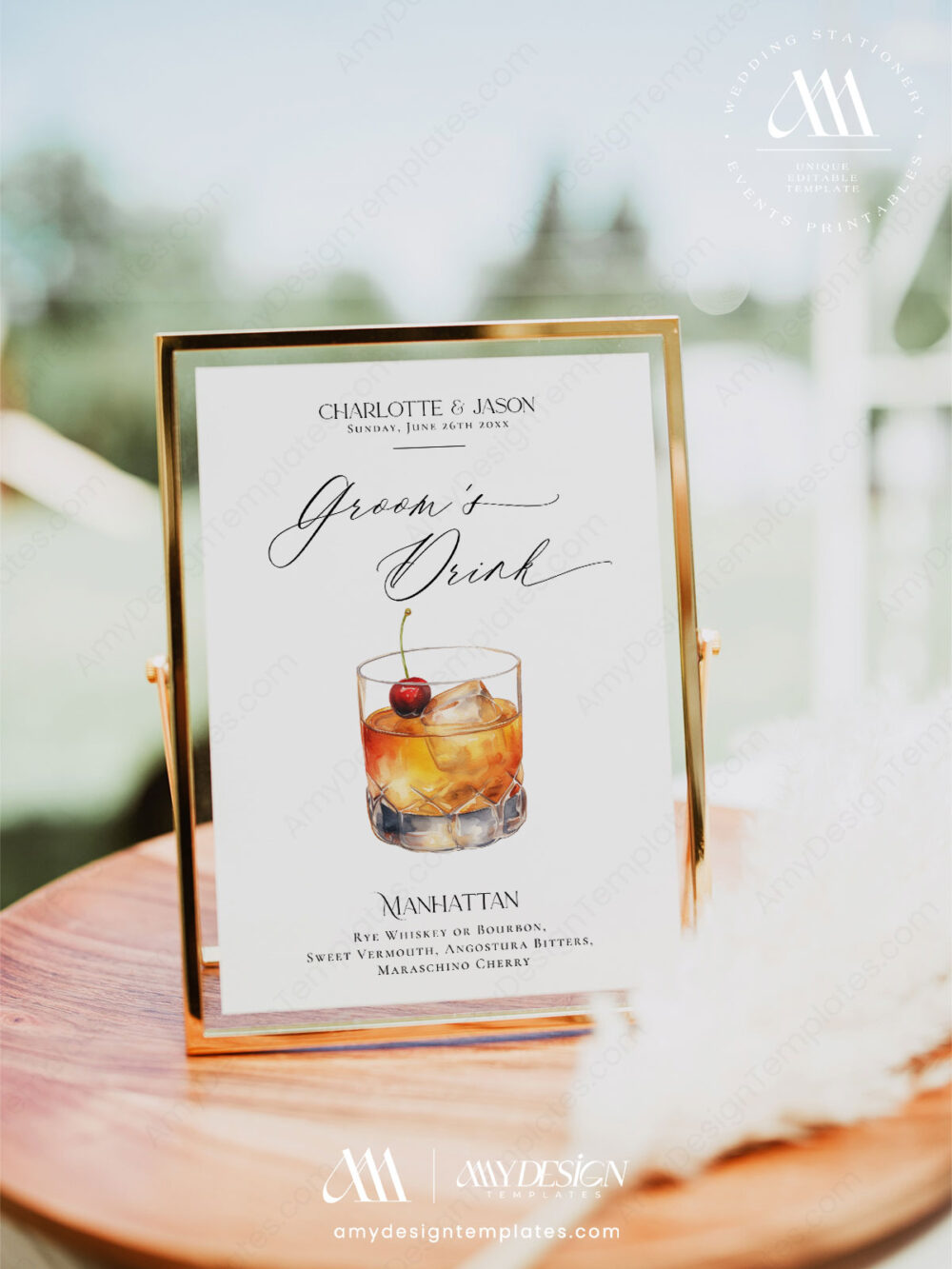Wedding Signature Drink Bar Menu Template Printable | Cocktail ...
