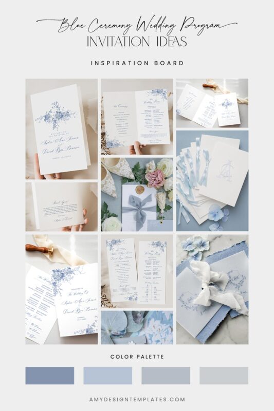 7+ Modern Blue Wedding Programs | Amy Design