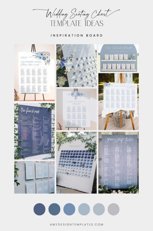 4+ Elegant Blue Wedding Seating Chart Templates | Amy Design