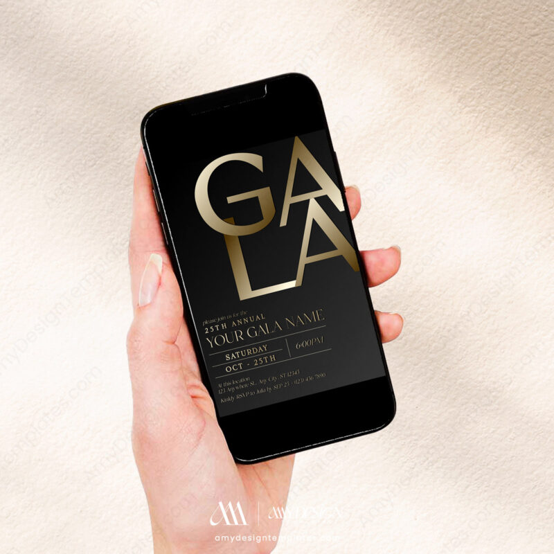 Bold Golden Gala Night Invitation Template Printable | Gala Dinner ...