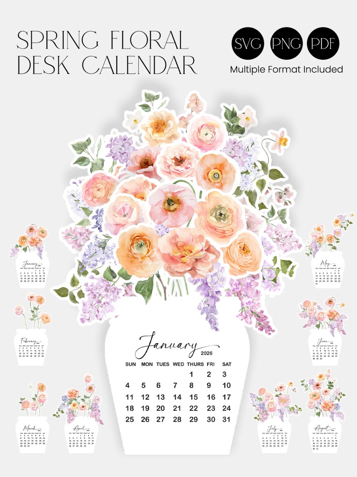 Free Floral Desk Calendar Printables | Amy Design