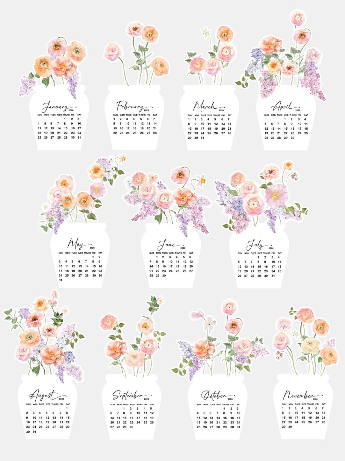Free Floral Desk Calendar Printables | Amy Design