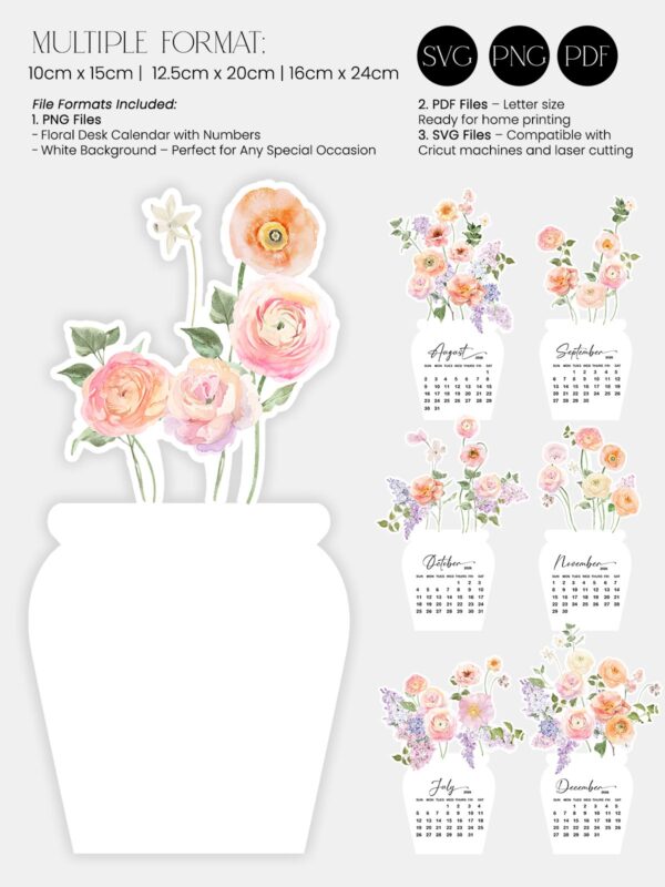 Free Printable 2026 Floral Desk Calendar Download: Peach & Purple ...