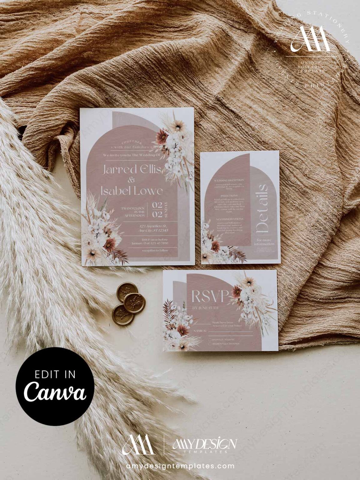5+ Free Boho Wedding Invitation Templates | Amy Design