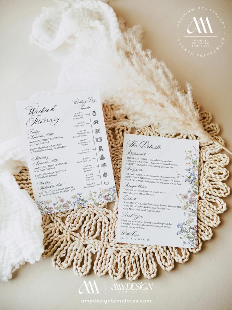 Modern Wedding Order Of Events Template | Wedding Itinerary Weekend ...