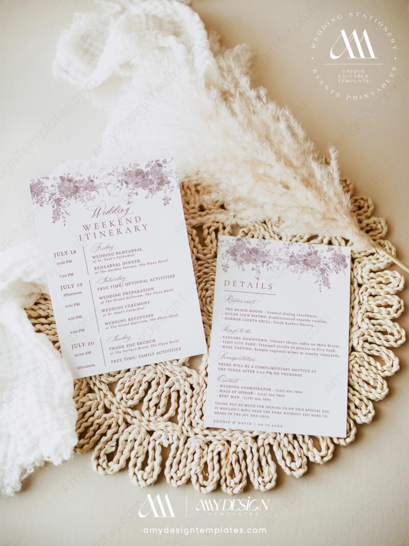 French Floral Welcome Bag Letter Editable Template | Chinoiserie ...