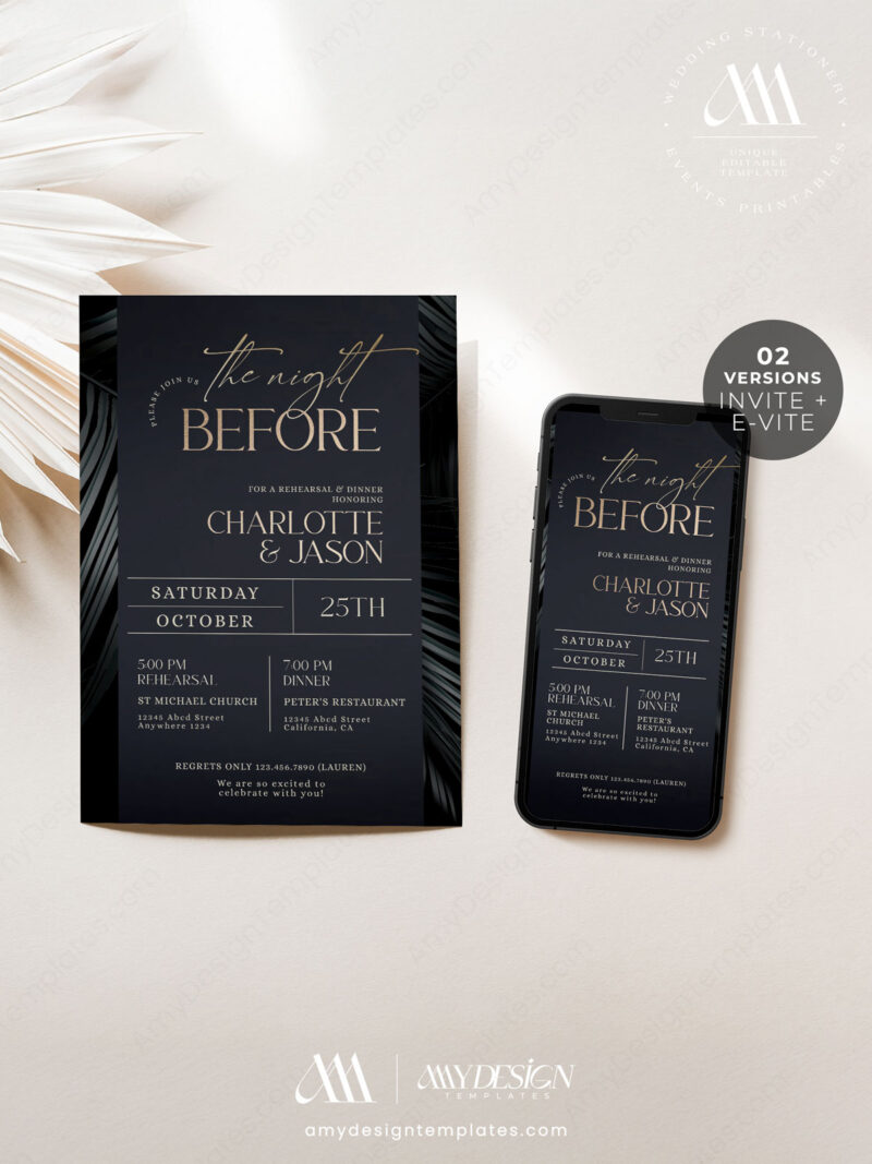 The Night Before Dinner Invitation Card | Text Message Wedding ...