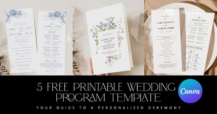 5+ Free Printable Wedding Program Templates | Amy Design Templates