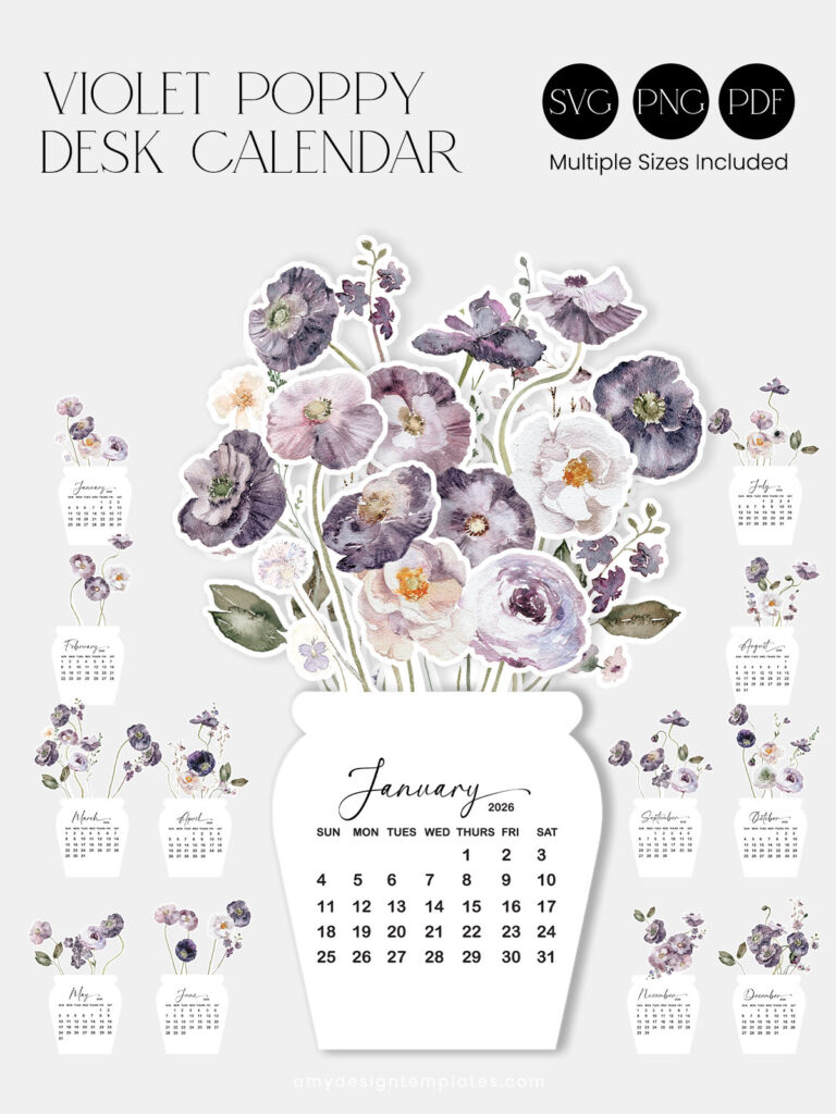 Free Floral Desk Calendar Printables | Amy Design
