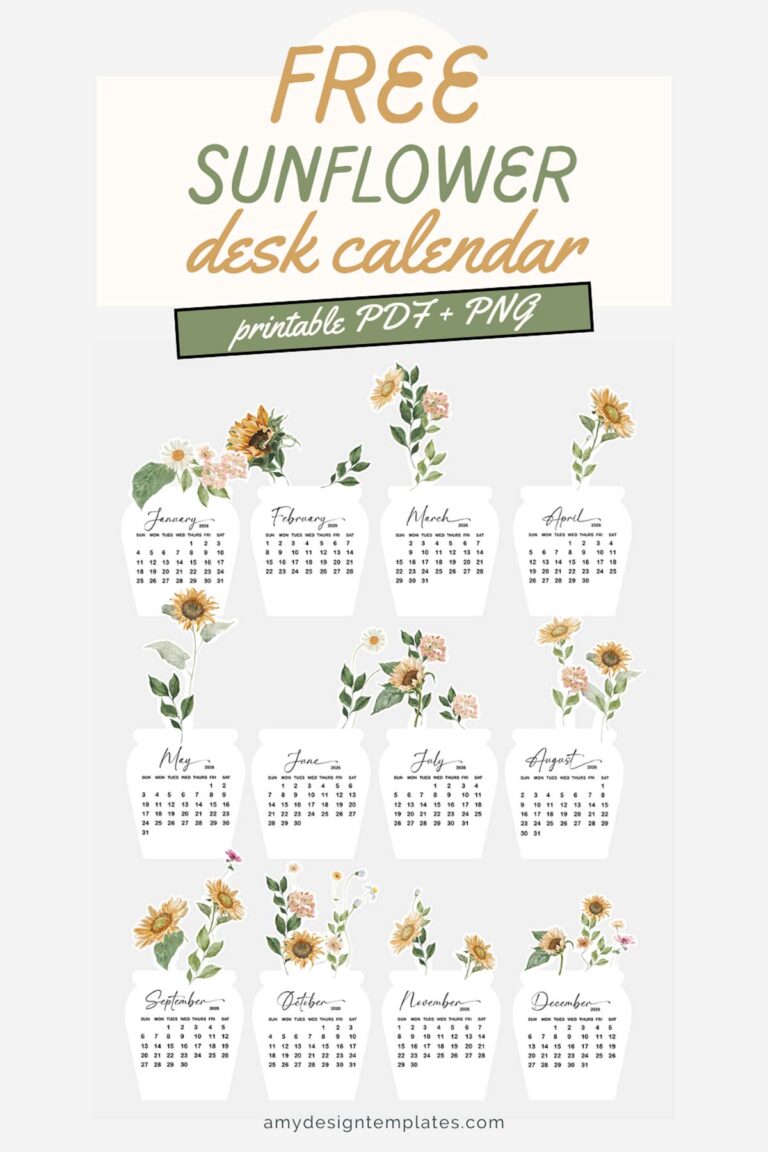 Free Floral Desk Calendar Printables | Amy Design