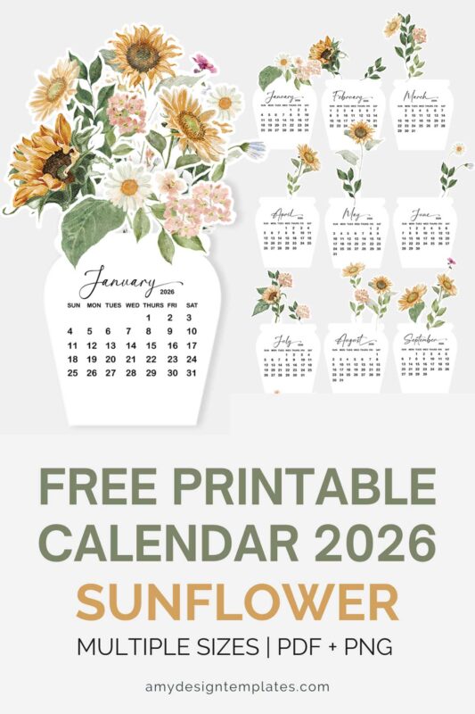 Free Floral Desk Calendar Printables | Amy Design