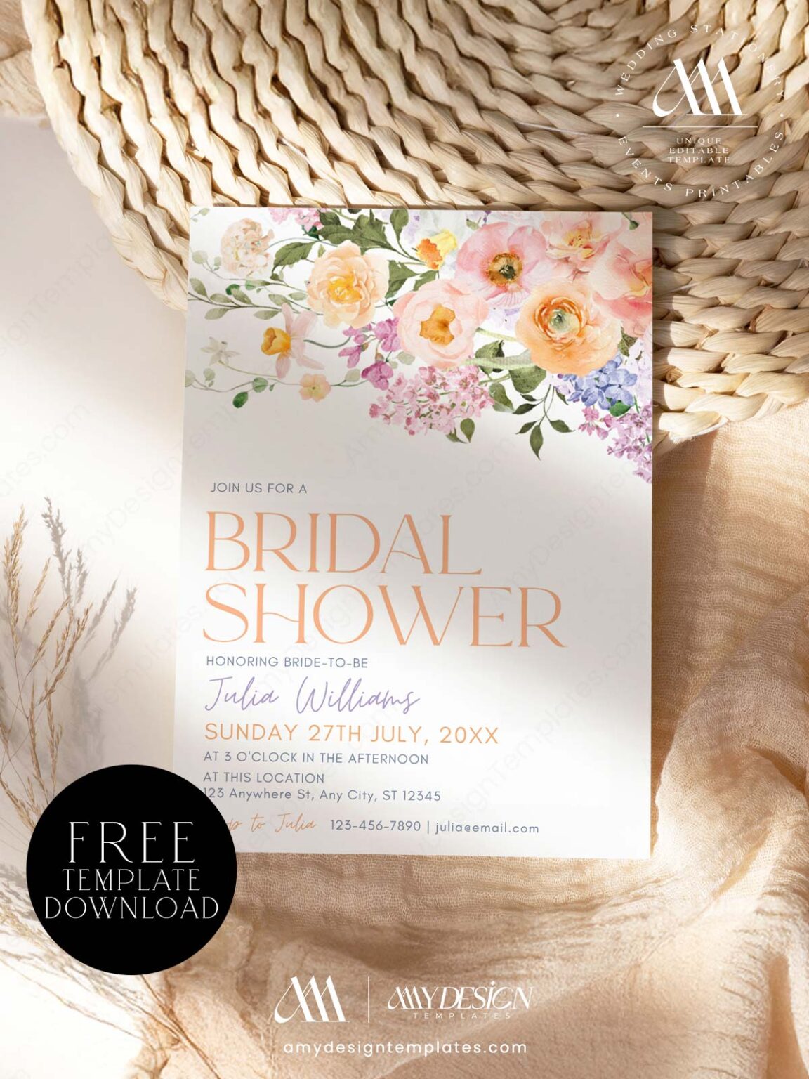 8+ Free Printable Bridal Shower Invitation Templates: Amy Design