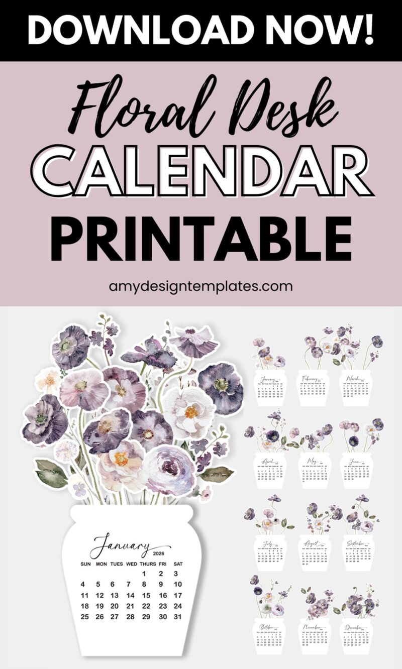 Free Floral Desk Calendar Printables | Amy Design
