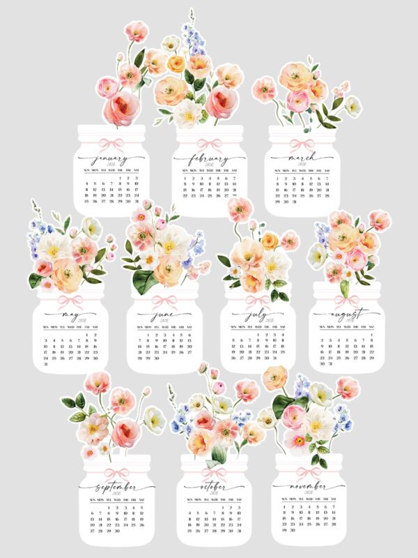 Printable 2026 Floral Desk Calendar Digital Download | Watercolor ...