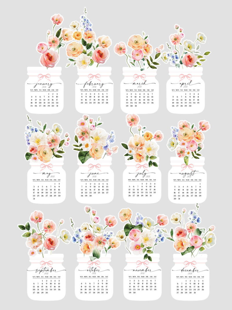 Printable 2026 Floral Desk Calendar Digital Download | Watercolor ...