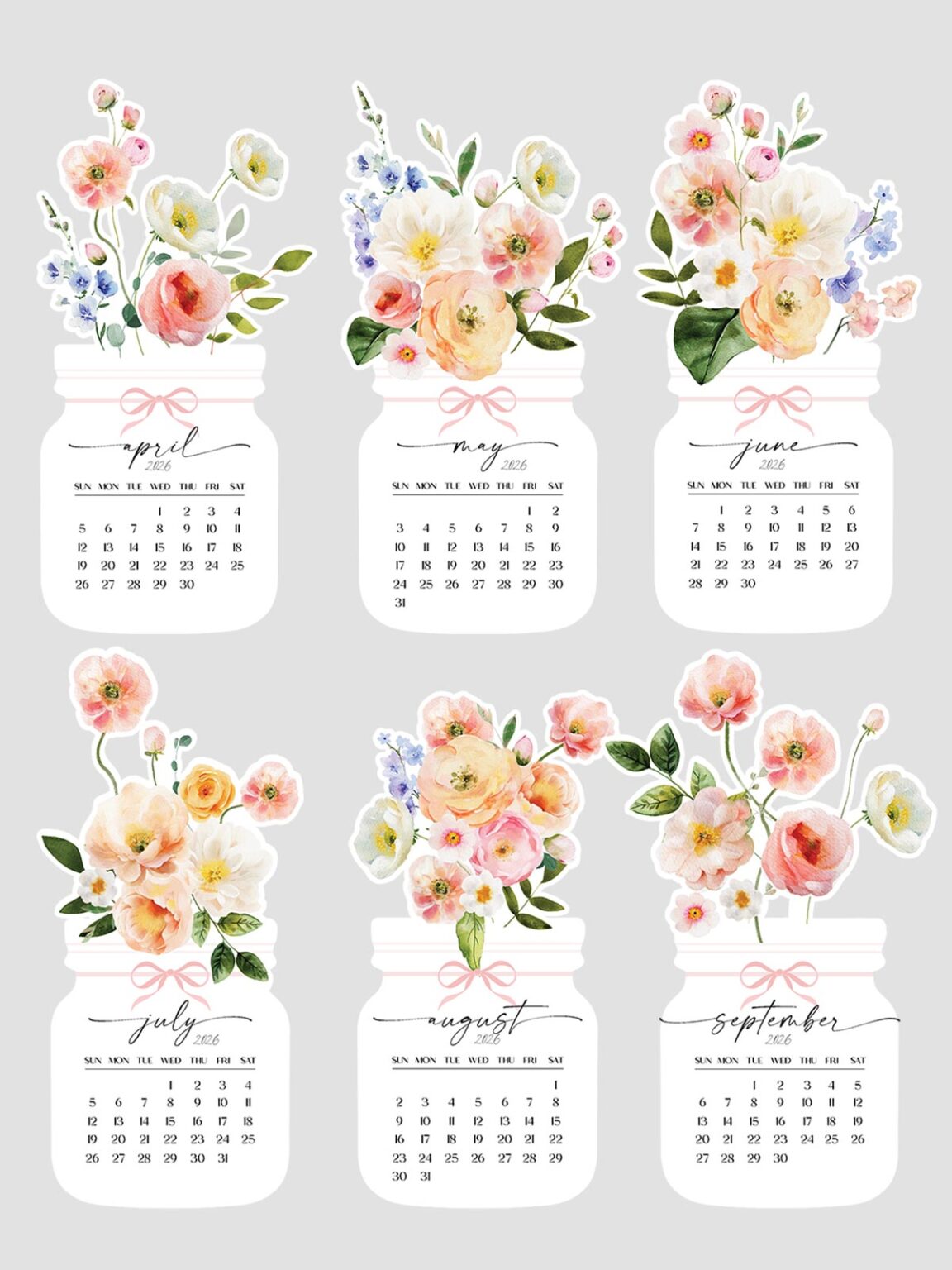 Printable 2026 Floral Desk Calendar Digital Download | Watercolor ...