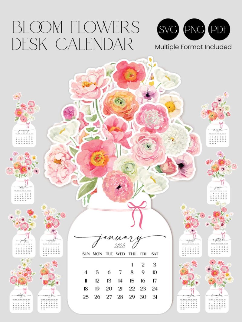 Free Floral Desk Calendar Printables | Amy Design