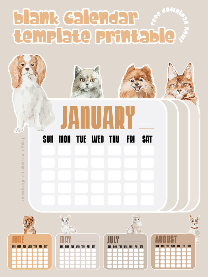 Free Printable Animal Blank Calendar Planner: The Cutest Monthly ...