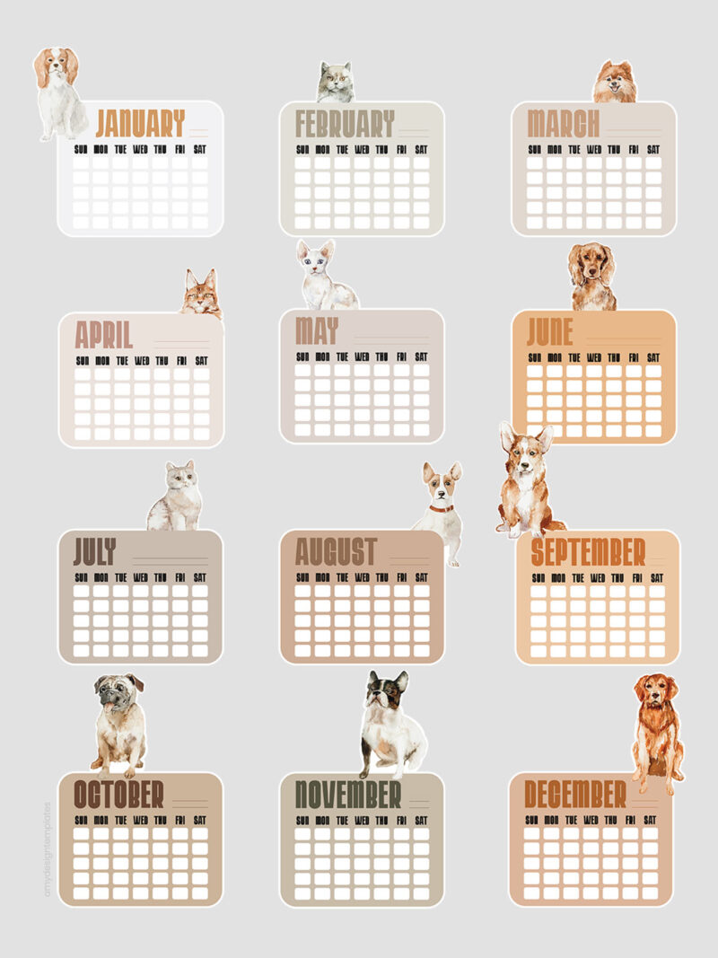 Free Printable Animal Blank Calendar Planner: The Cutest Monthly ...