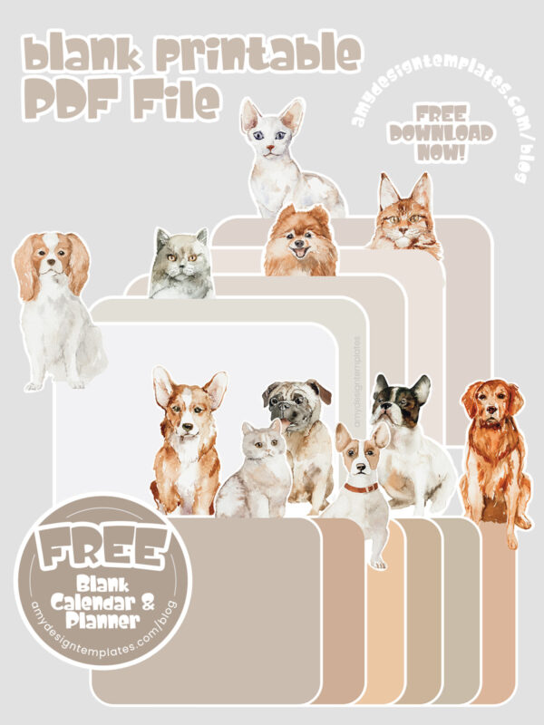 Free Printable Animal Blank Calendar Planner: The Cutest Monthly ...