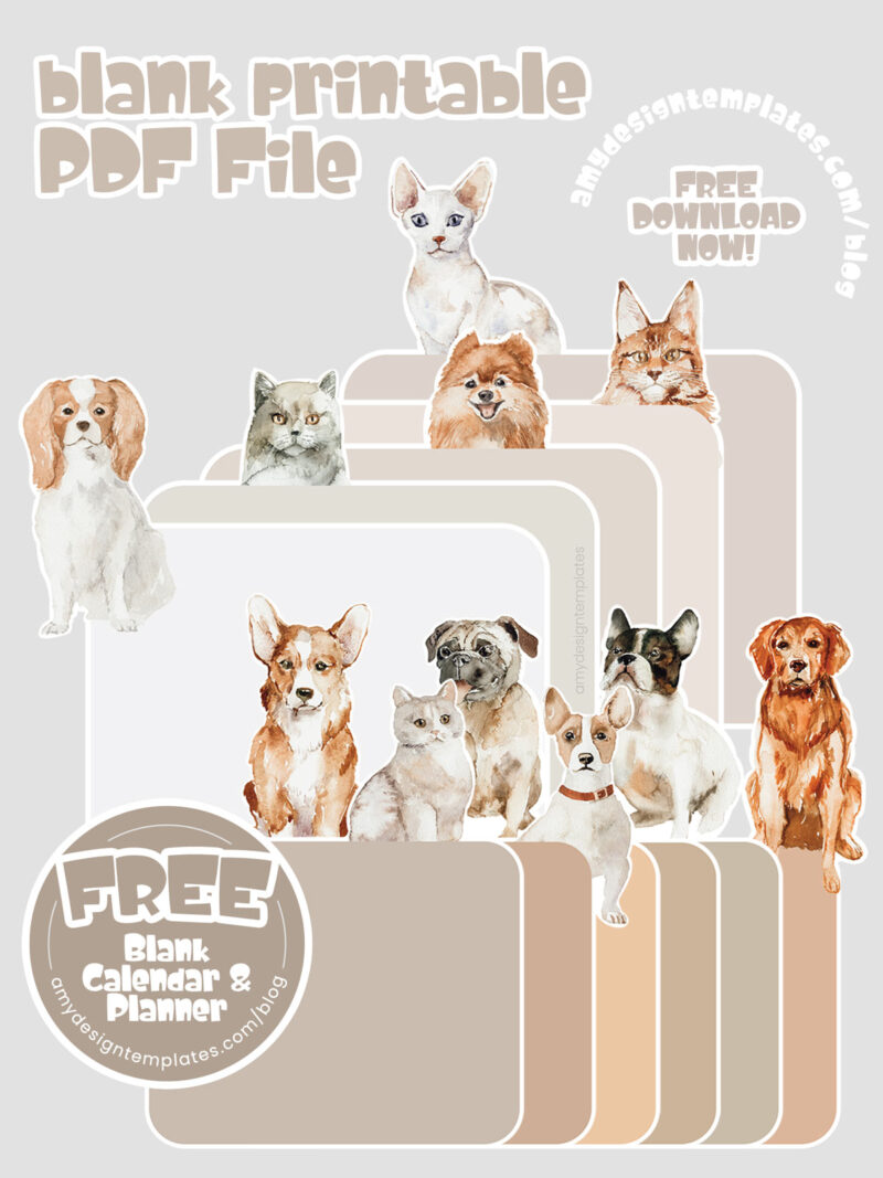 Free Printable Animal Blank Calendar Planner: The Cutest Monthly ...