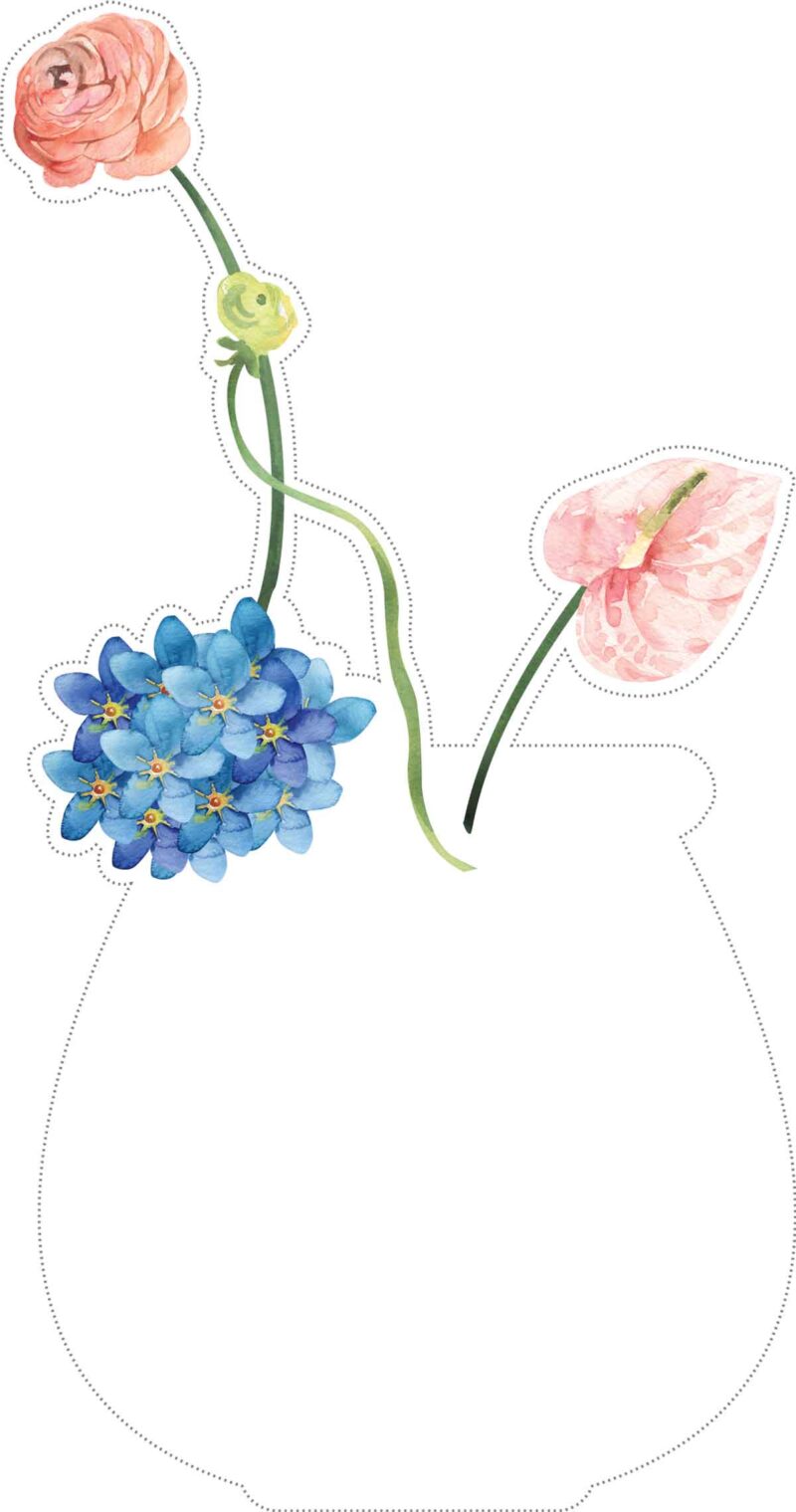Free Printable Watercolor Flower Vase Blank Calendars: 12 Monthly ...