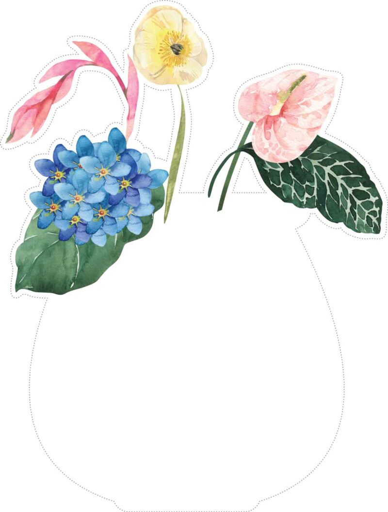 Free Printable Watercolor Flower Vase Blank Calendars: 12 Monthly ...
