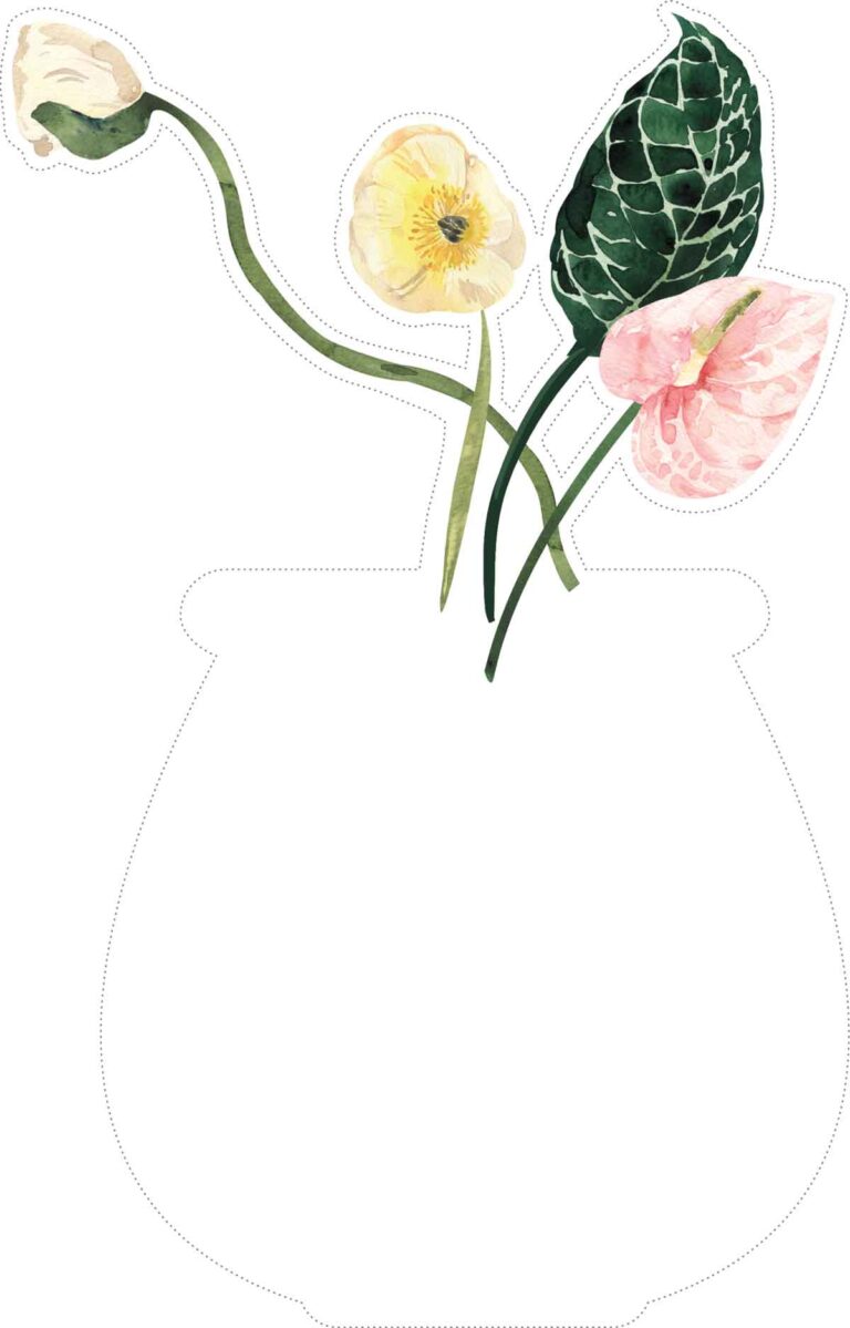 Free Printable Watercolor Flower Vase Blank Calendars: 12 Monthly ...