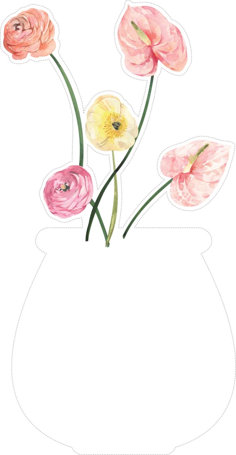 Free Printable Watercolor Flower Vase Blank Calendars: 12 Monthly ...
