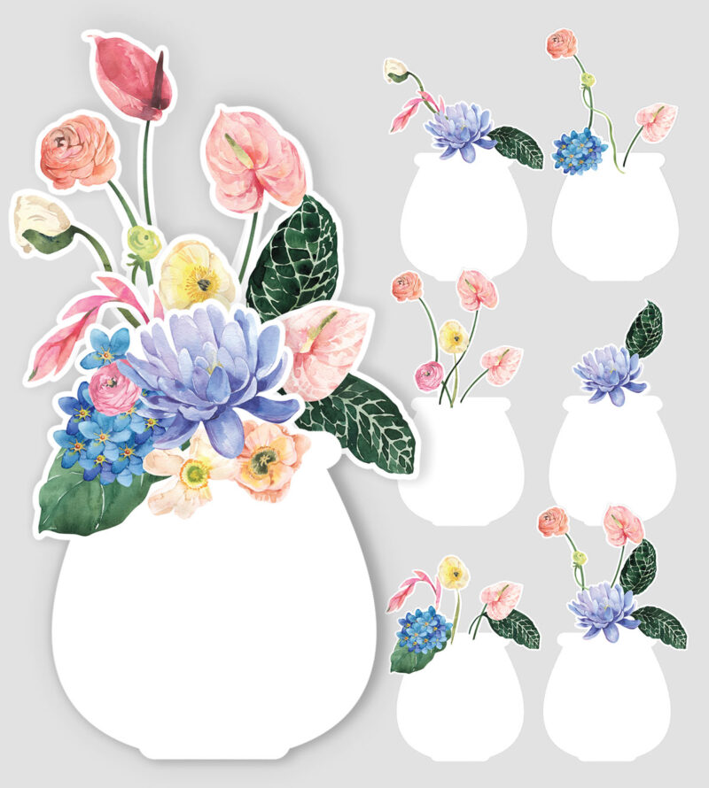 Free Printable Watercolor Flower Vase Blank Calendars: 12 Monthly ...